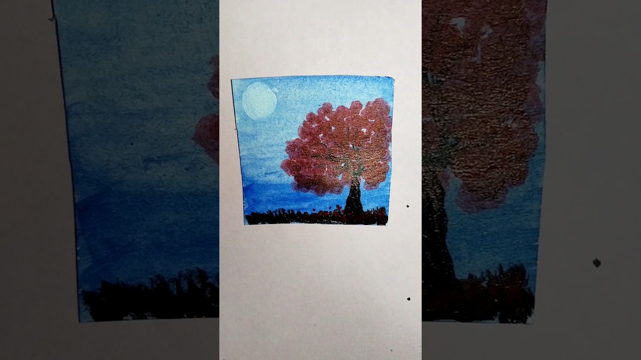 Painting | tree painting |night painting| #artandcraft #painting #craft ...