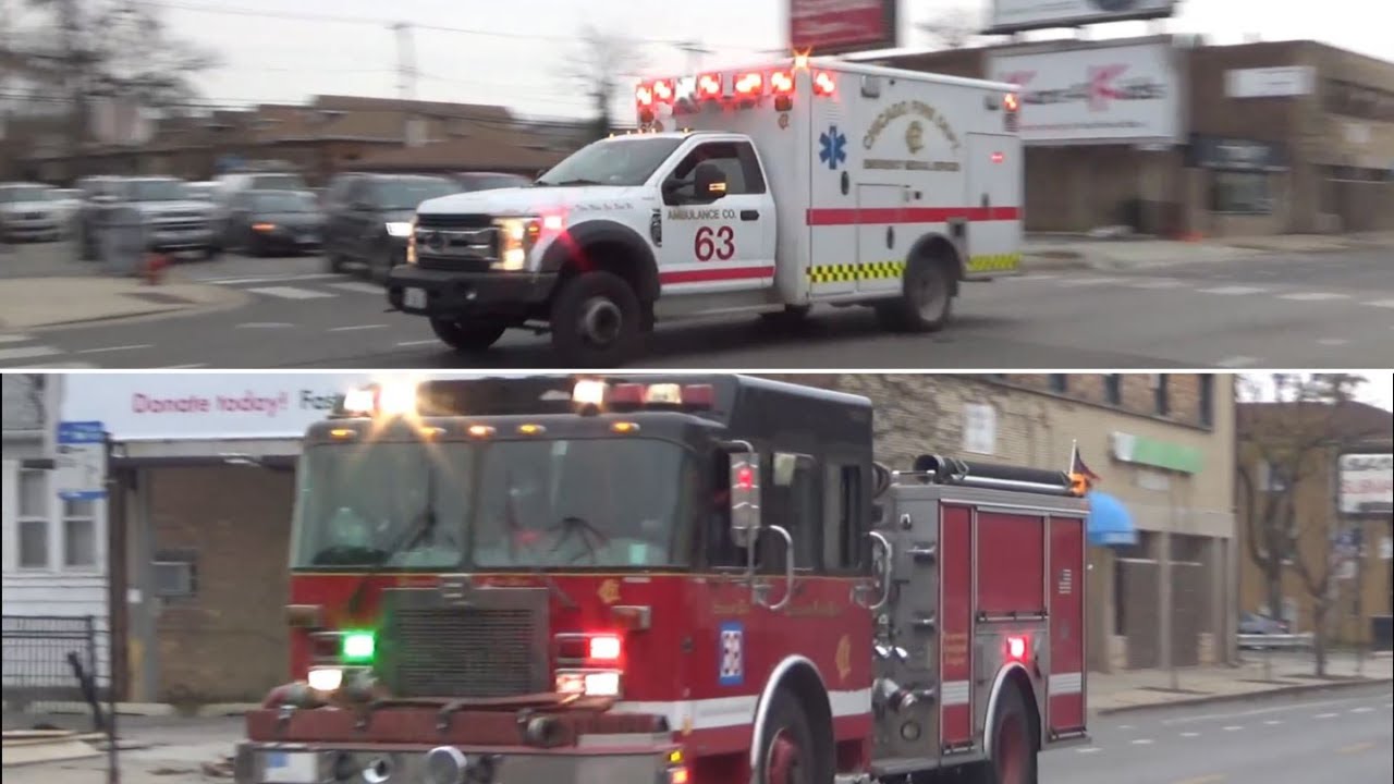 Chicago Fire Department Ambulance 63 & Engine 68 Transporting - YouTube