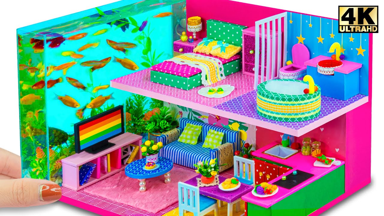 DIY Miniature Cardboard House # 100 ️ DIY Most Amazing Aquarium Villa ...