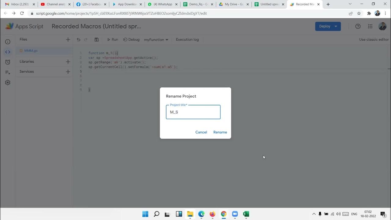 Learn Google Sheet APP Script in Hindi - YouTube