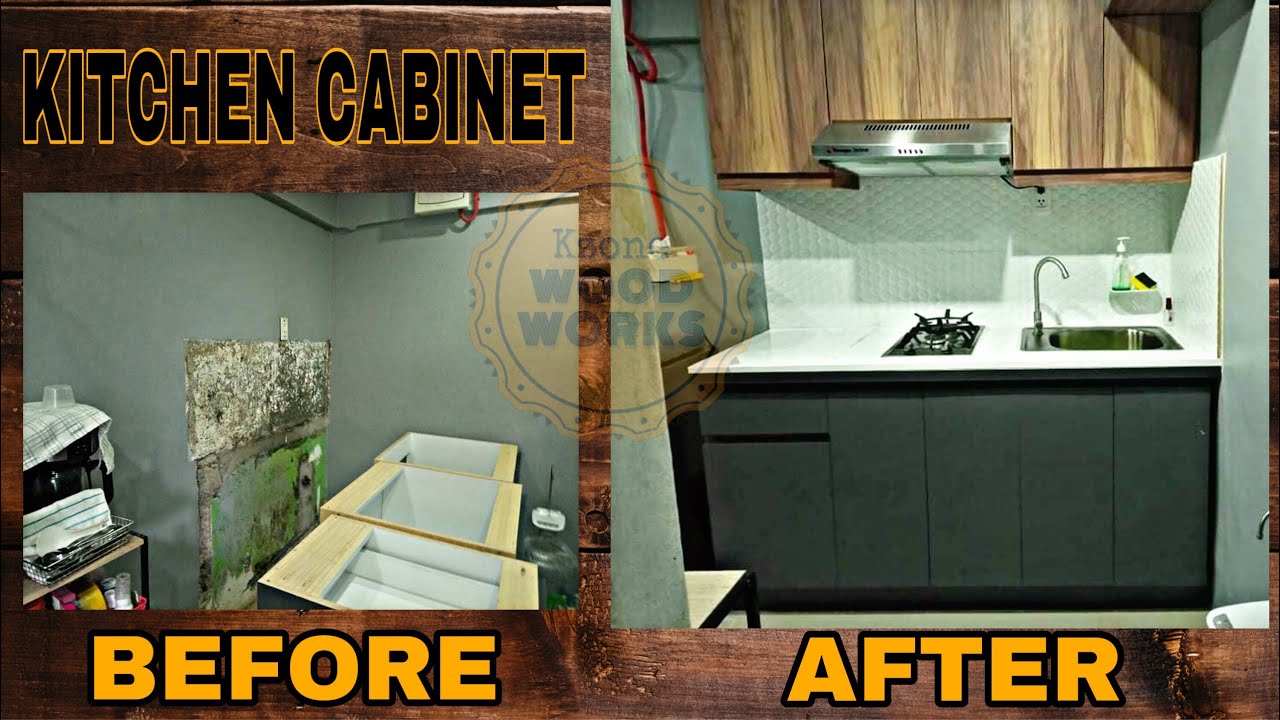 SMALL KITCHEN TRANSFORMATION/BUILD YOUR OWN KITCHEN CABINET - YouTube