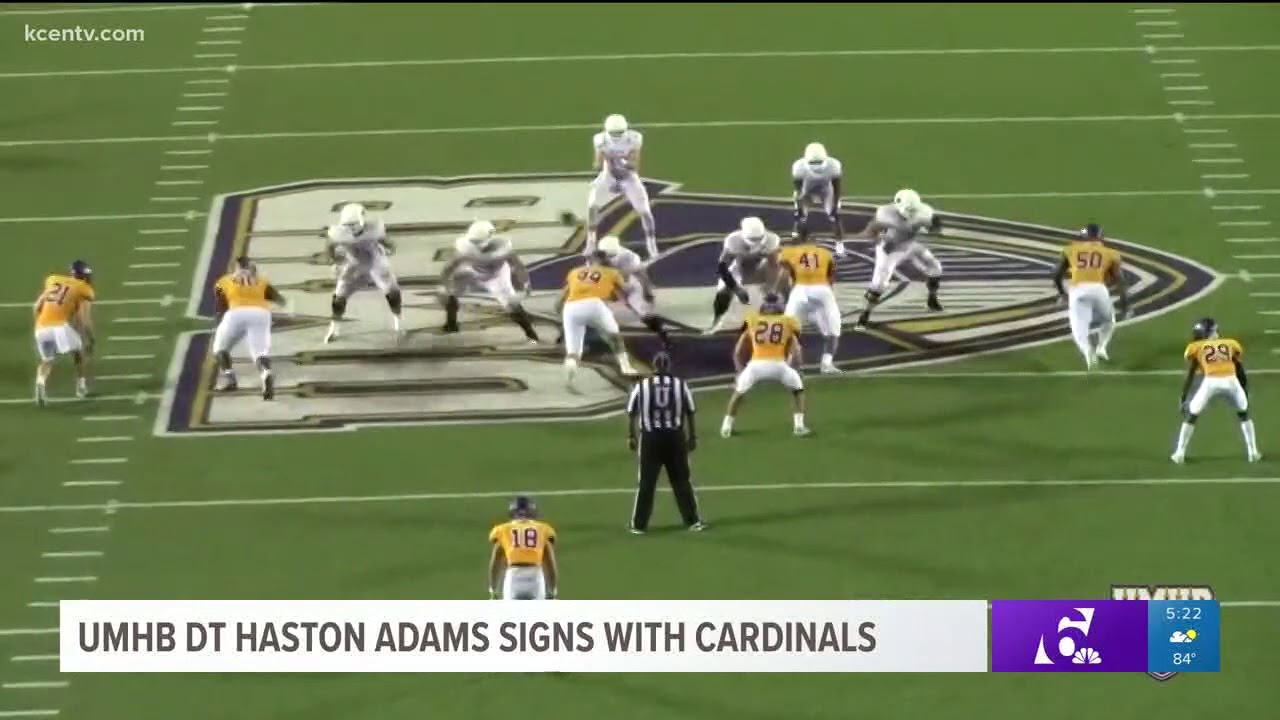 UMHB DT Haston Adams signs with cardinals - YouTube
