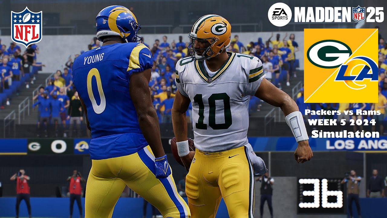 Madden 25 Green Bay Packers vs Los Angeles Rams Week 5 Sim 2024 Full 15 ...