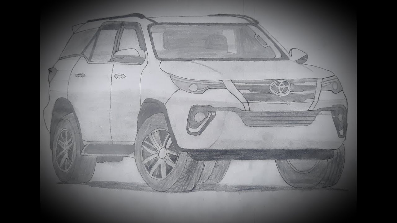 Toyota Fortuner Pencil Sketch - YouTube