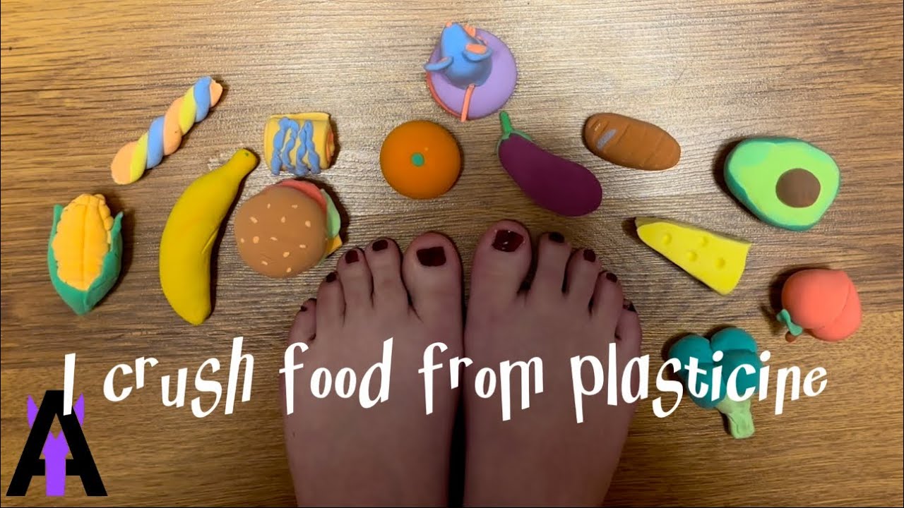 ASMR (I crush plasticine food with my feet) 🦶🏻 - YouTube