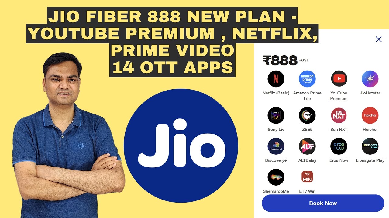 Jio Fiber New 888 Plan with Youtube Premium, Netflix, Prime Video | Watch 800+ Live TV Channels ...