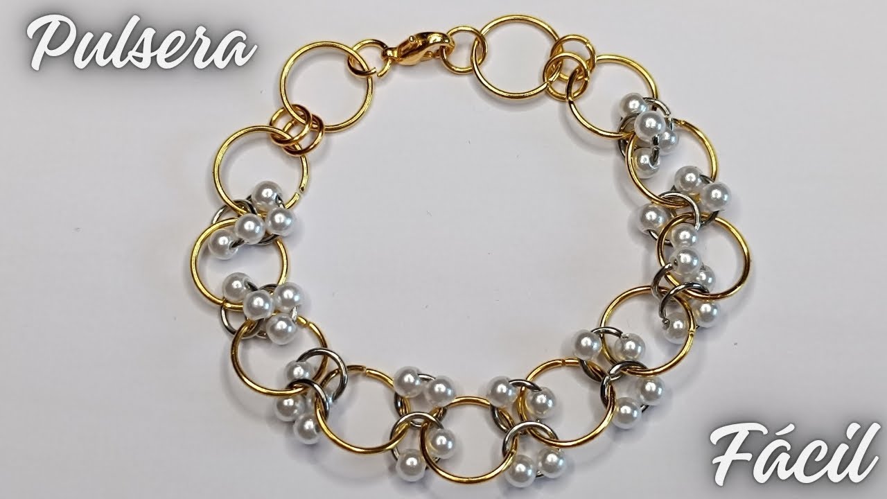 Tutorial Pulsera Argollas de acero y perlas. 🔸 - YouTube