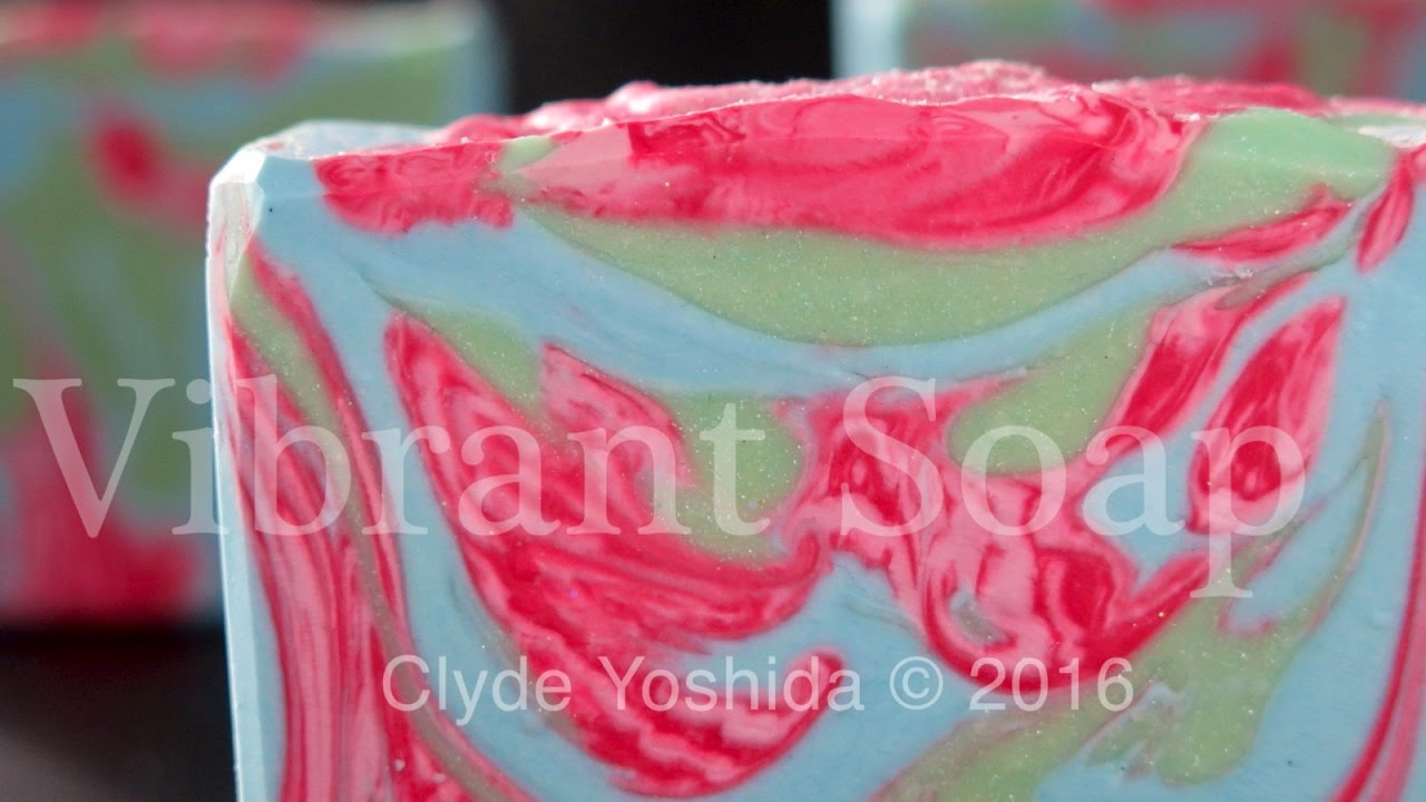 Making and Cutting Strawberry Blue Cold Process Soap - YouTube