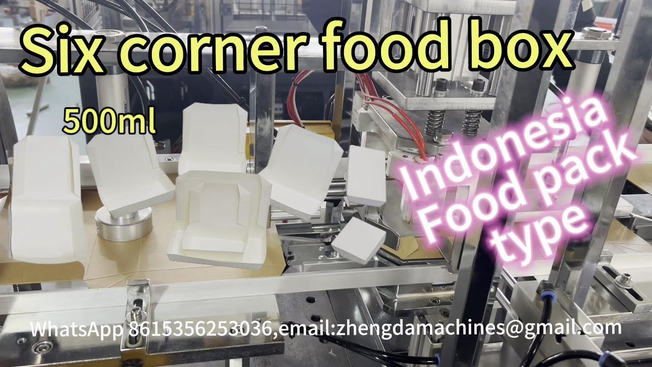 Six corner paper food box machine sealer with PE paper /Indonesian Food ...