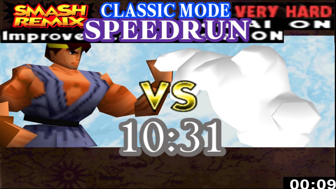 Smash Remix - Classic Mode Speedrun with BETA Ryu (VERY HARD) in 10:31 - YouTube