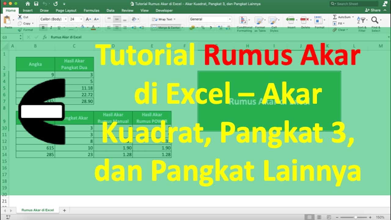 Tutorial Rumus Akar di Excel: Akar Kuadrat, Pangkat 3, dan Pangkat ...
