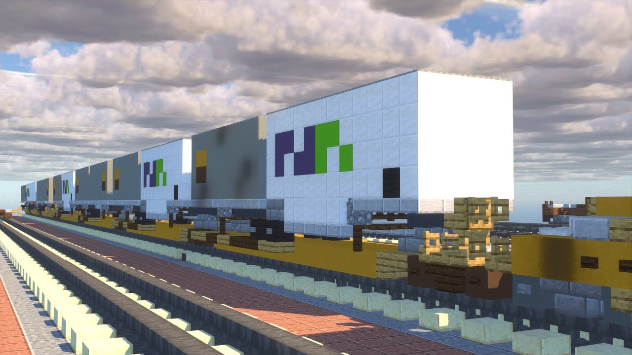 Minecraft Piggyback Flatcar Train Tutorial - YouTube