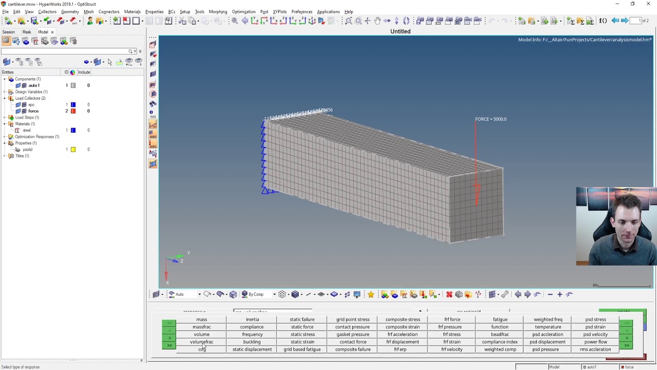 Topology Optimization on a cantilever beam with Optistruct (short ...