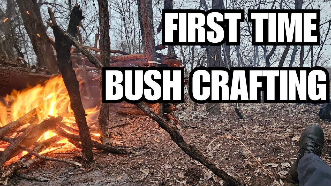 My First Time BUSH CRAFTING! Wet AND Cold Survival Camping and Cooking ...