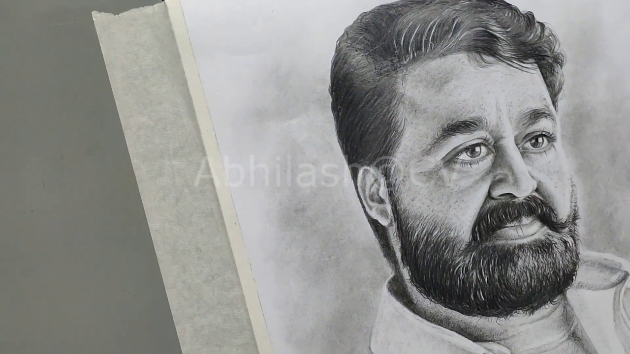 How to draw realistic drawing | MohanLal Portrait Drawing | Tribute ...