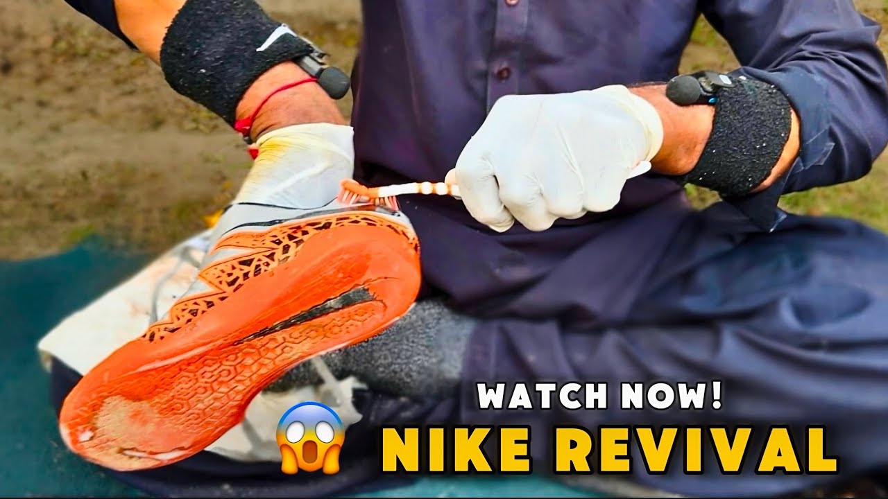 ASMR || NIKE REVIVAL 😱 | Most Satisfying Deep Clean of Orange Nike ...
