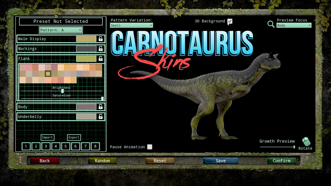 Carnotaurus Skins System - STRESS TEST - Update 5 - The Isle Evrima ...