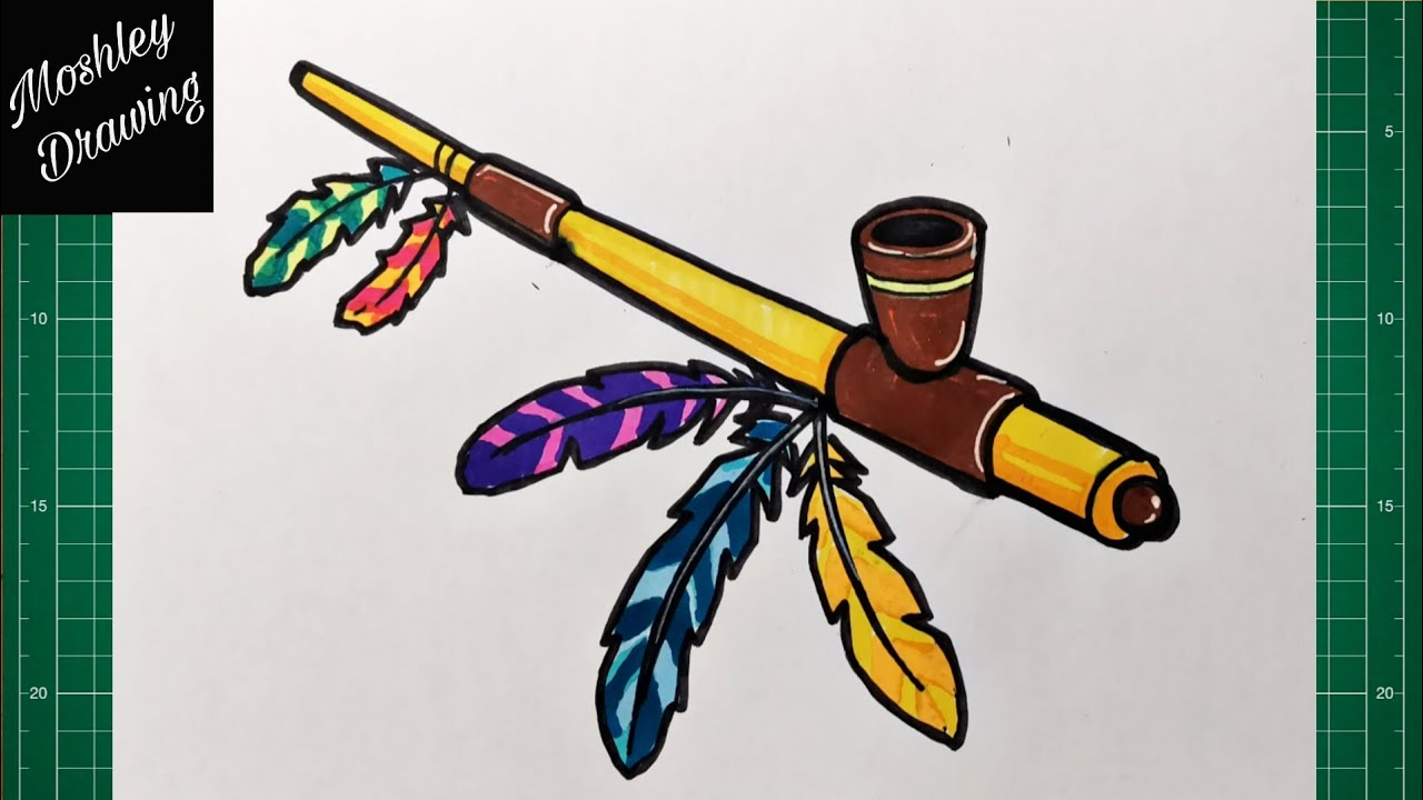How to Draw Indian Peace Pipe - YouTube