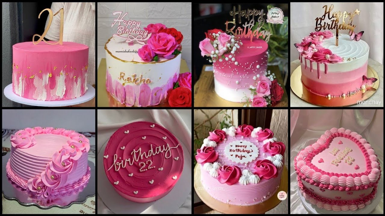 Pretty Pink Simple Cake Decorating ideas | Pink Theme Cake Design ...