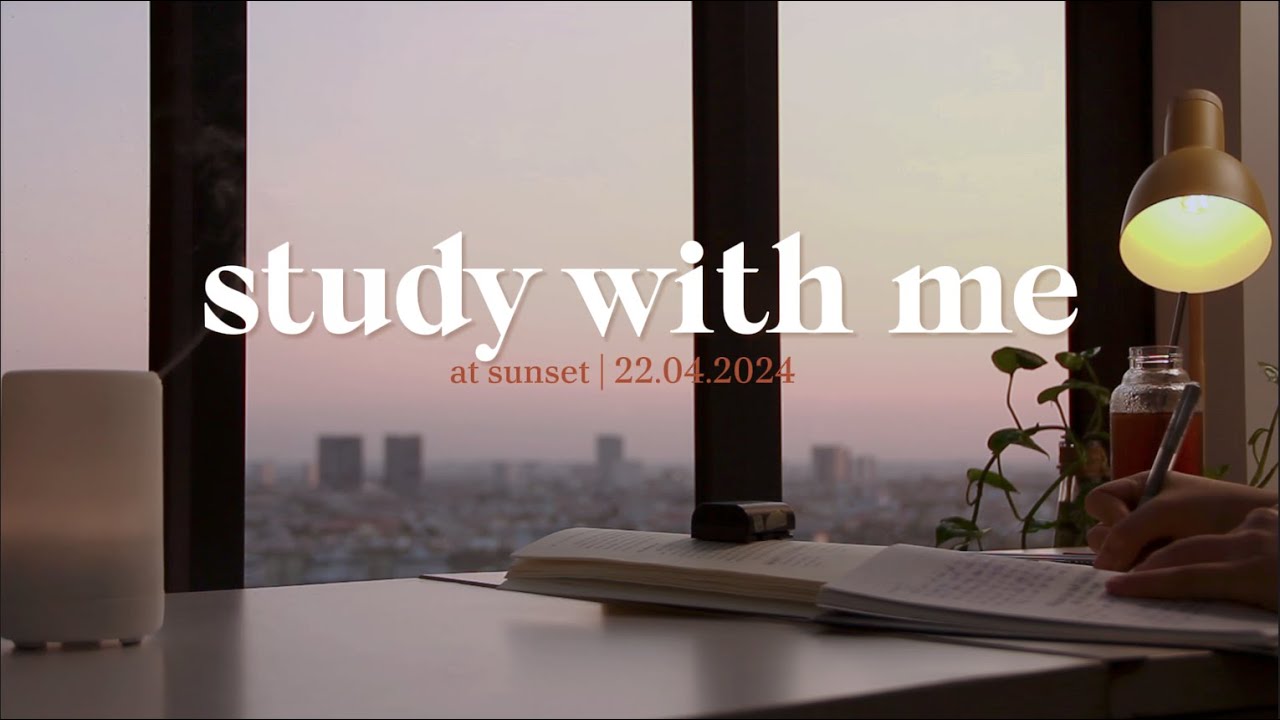 1-HR STUDY WITH ME at sunset | Fireplace sounds | Motivation study - YouTube