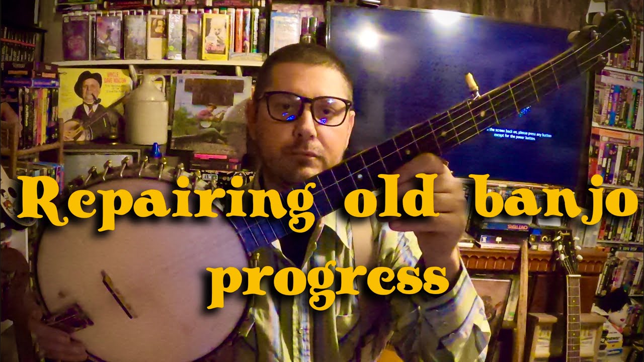 Restoring old, possibly Buckbee banjo. Adjusted neck angle and put new ...