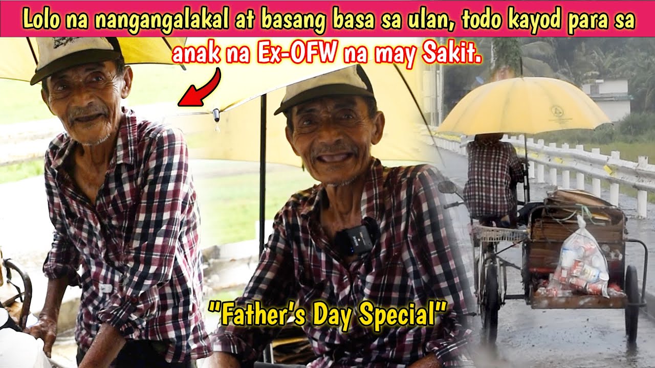 Lolo na nangangalakal at basang basa sa ulan, todo kayod para sa anak ...