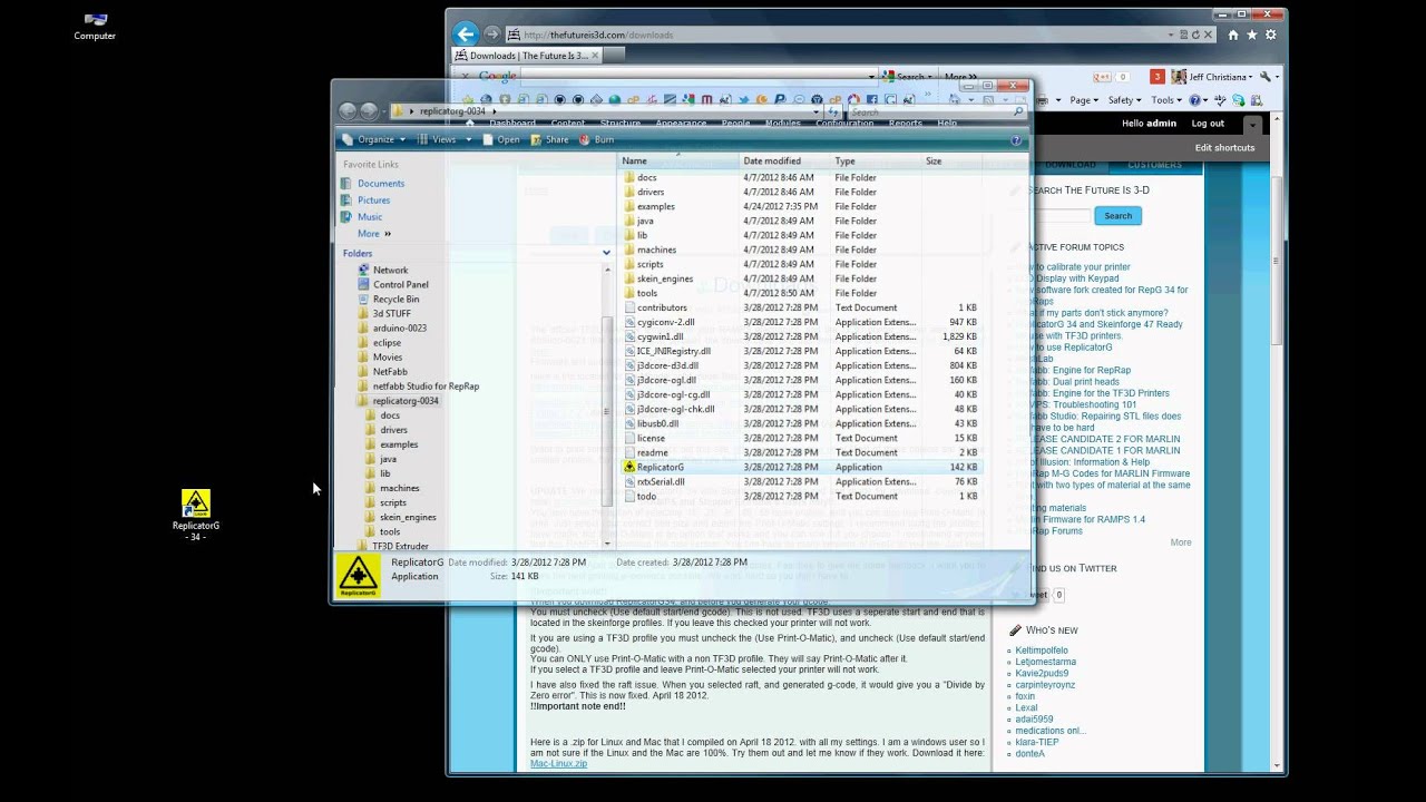 Video 1: ReplicatorG 34 by thefutureis3d.com - YouTube