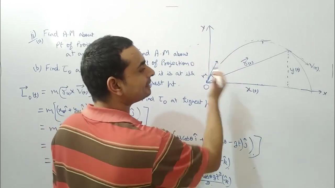 24. Finding angular momentum and torque for a particle doing projectile motion at any time t ...