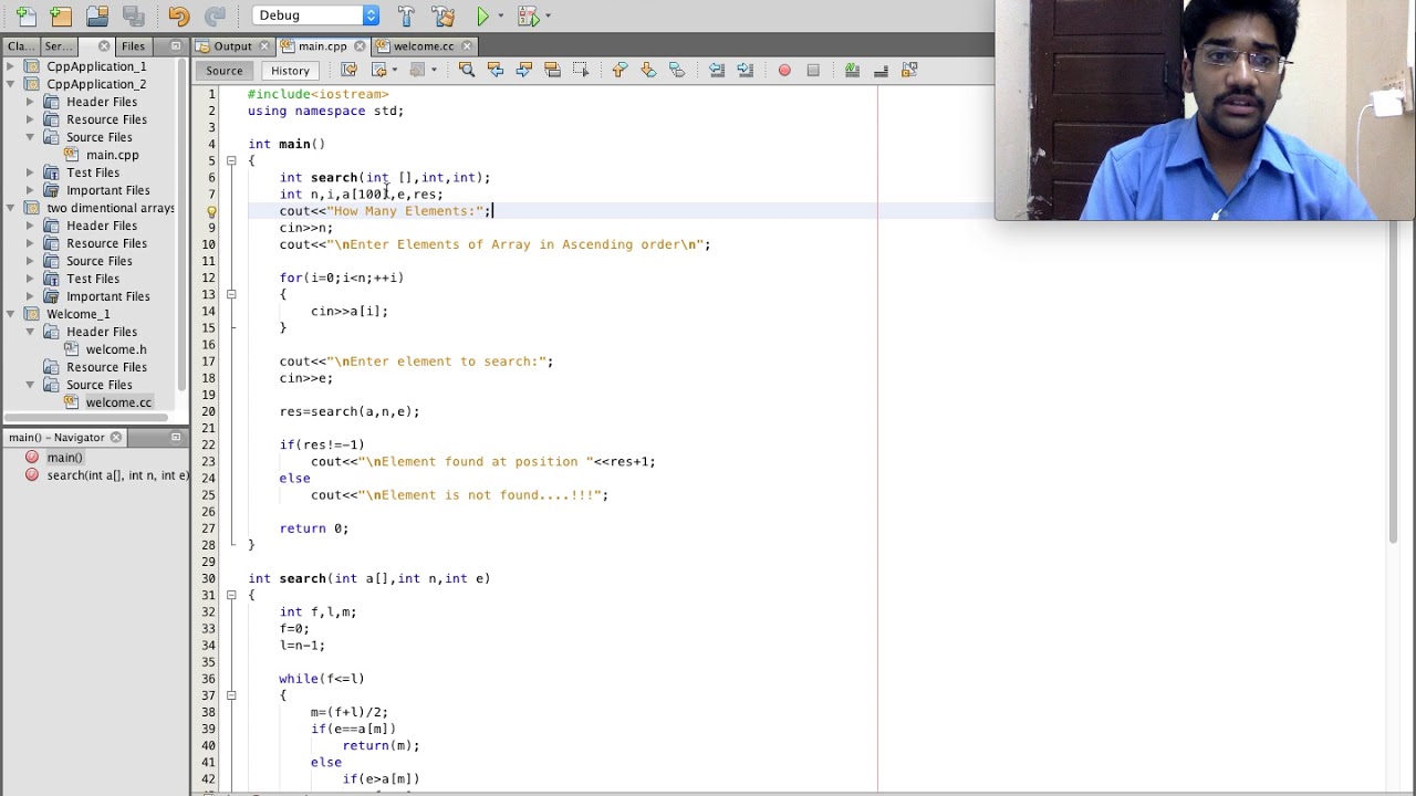 linear search and binary search in c++ - YouTube