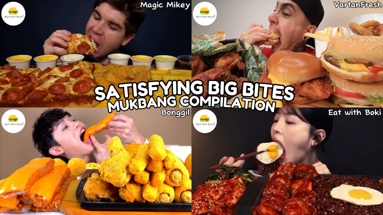 ASMR | SATISFYING BIG BITES MUKBANG COMPILATION | FAST FOOD X KOREAN ...