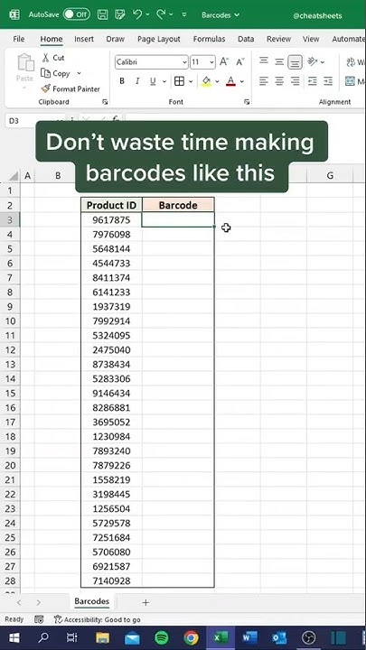 How To Make Barcodes In Less Than 30 Seconds Excel Exceltips Exceltutorial Youtube