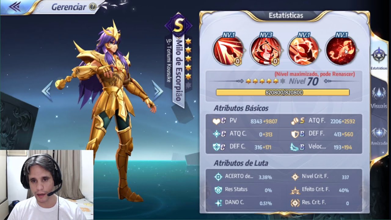 Build Milo Escorpião - Análise completa PVP e PVE!!! Saint Seiya ...