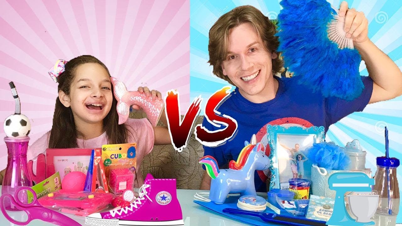 QUEM COMPRAR MAIS COISAS AZUL VS ROSA GANHA - YouTube
