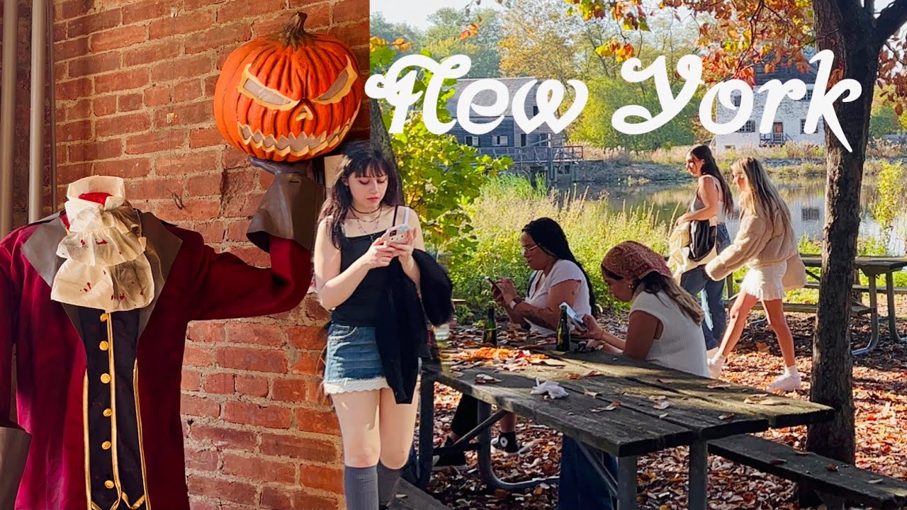 [4K]🇺🇸NYC Walk🗽Autumn in Sleepy Hollow & Tarrytown 🎃🍁Happy Halloween in ...