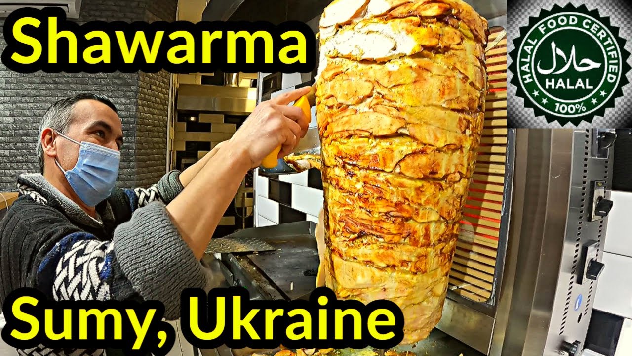 🇺🇦 $2 HALAL CHICKEN SHAWARMA & SHEEP PIZZA IN SUMY, UKRAINE - YouTube