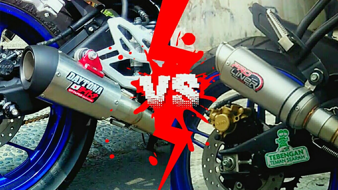 Knalpot PROLINER vs DAYTONA dimotor R15 - YouTube