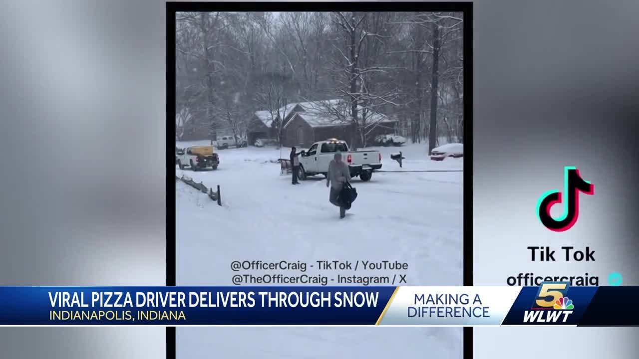 Indiana pizza delivery driver goes viral for delivering through ...