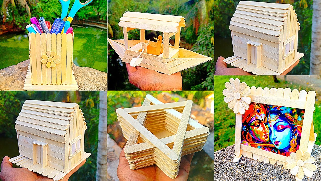 5 Beautiful Ice cream stick craft ideas 💡| Craft ideas 💡 - YouTube