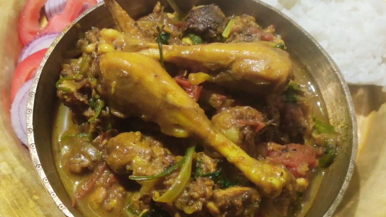 লোকেল মুৰ্গীৰ জালুকীয়া মাংস // Local Chicken Curry // Assamese Style ...