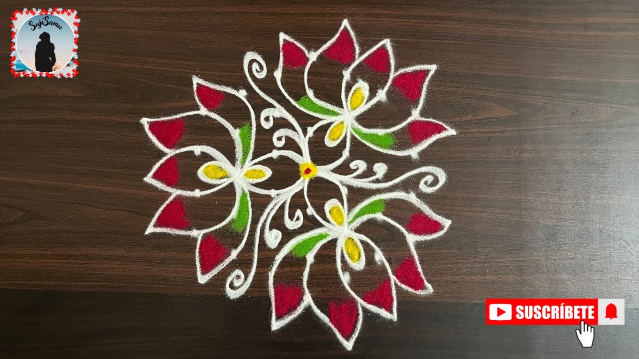 Friday special lotus rangoli for apartments🪷|| easy lotus rangoli for ...