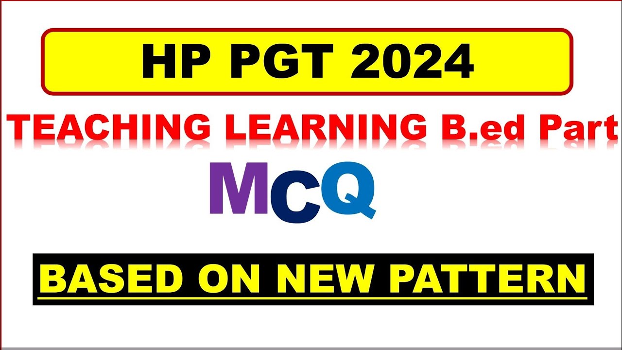 HP PGT PAPER 2 B.ed Part Important MCQ based on New Pattern - YouTube