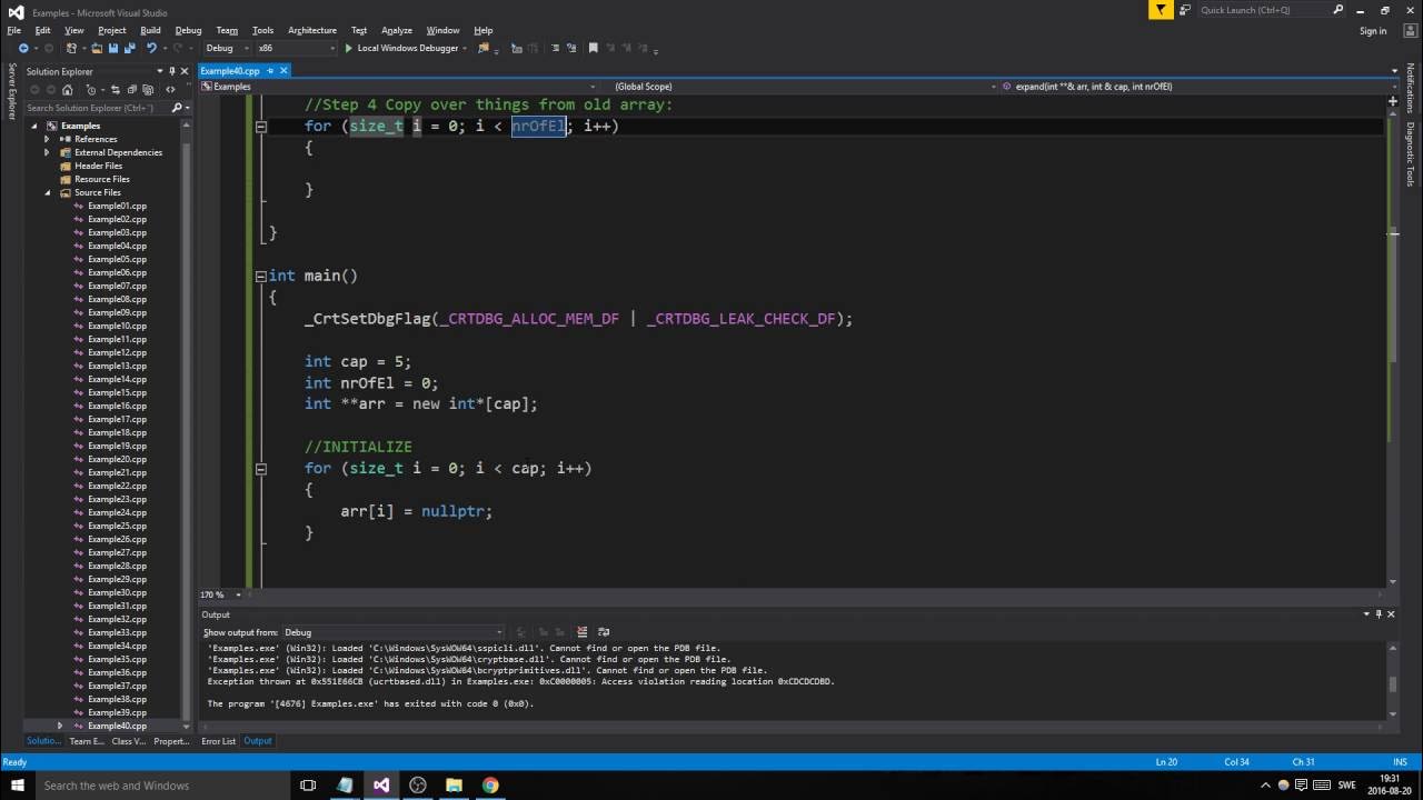 C++ Example 40 - Dynamic Pointer-pointer array detailed walkthrough - YouTube