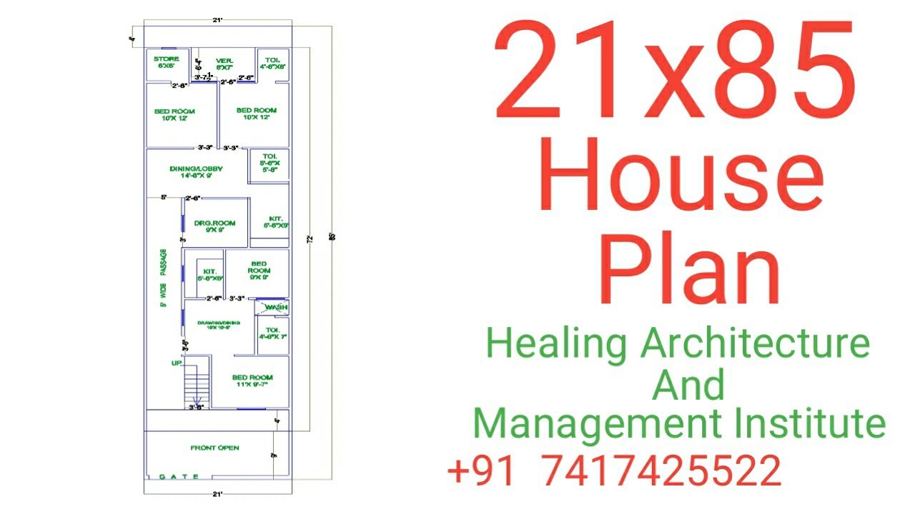 21 x 85 House Floor Plan | HAMI Institute || Floor Plan - YouTube