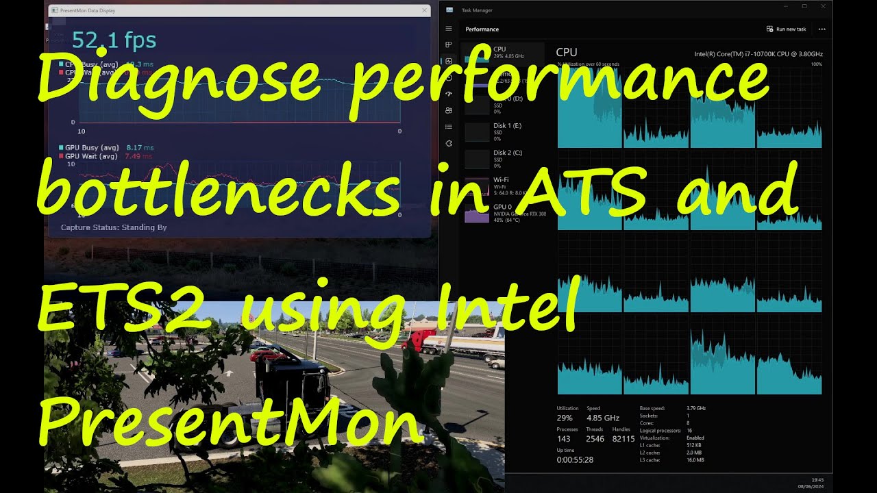 Use Intel PresentMon to measure CPU and GPU workload in American Truck Simulator - YouTube