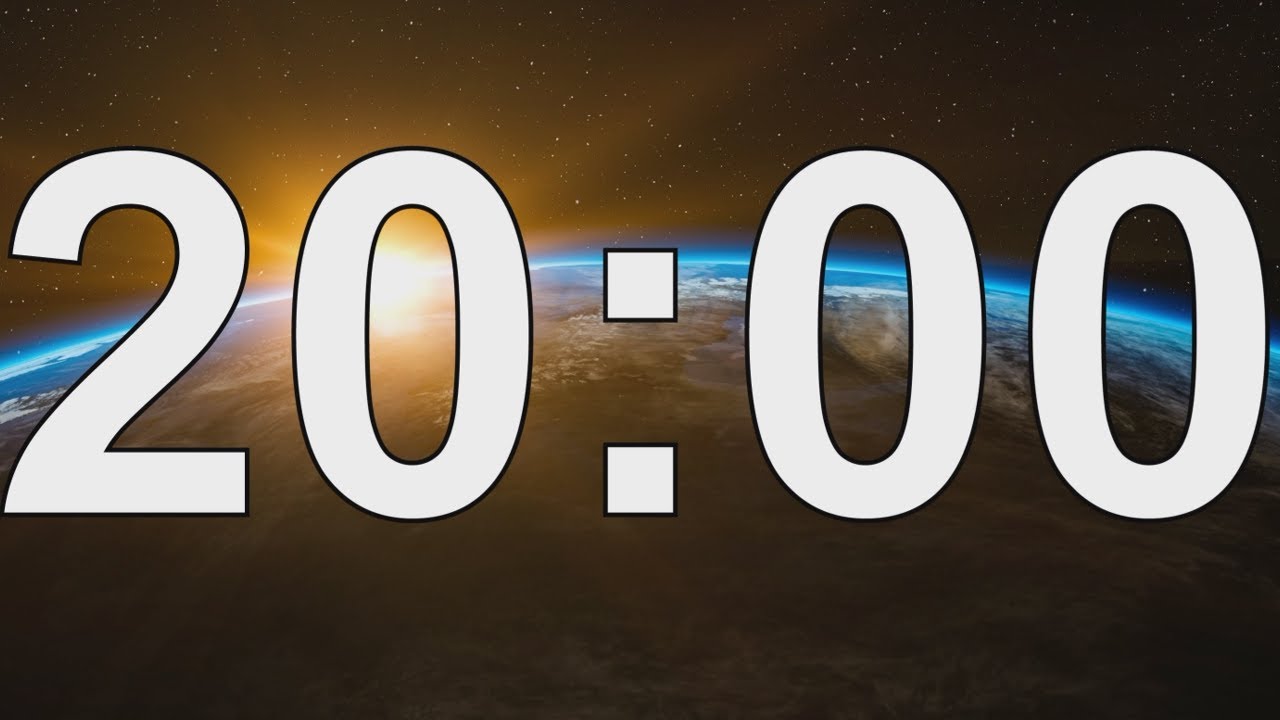 20 minute timer with background music. Background with blue earth ...