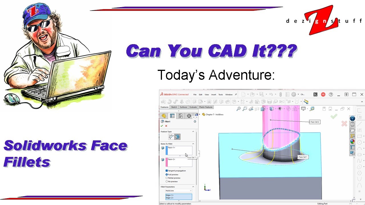 Solidworks Face Fillets and Hold Line Fillets - YouTube