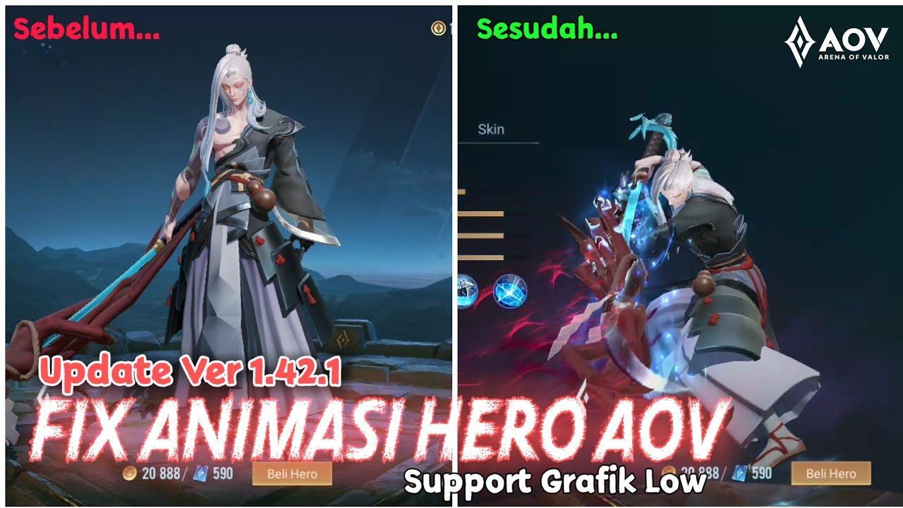Fix Animasi Hero AOV Terbaru | AOV Ver 1.42.1 | Support Grafik Low ...
