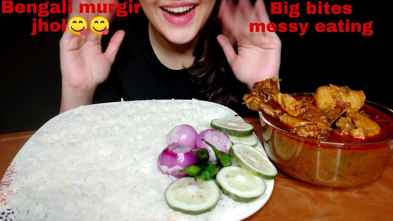 Eating Bengali Murgir Jhol || Food Eating Videos || Messy Eating || Big ...