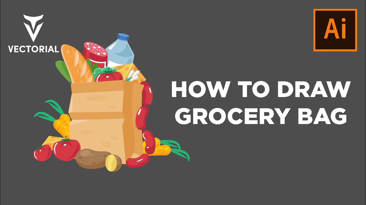 How to Draw Grocery Paper bag in ADobe Illustrator - step by step - YouTube