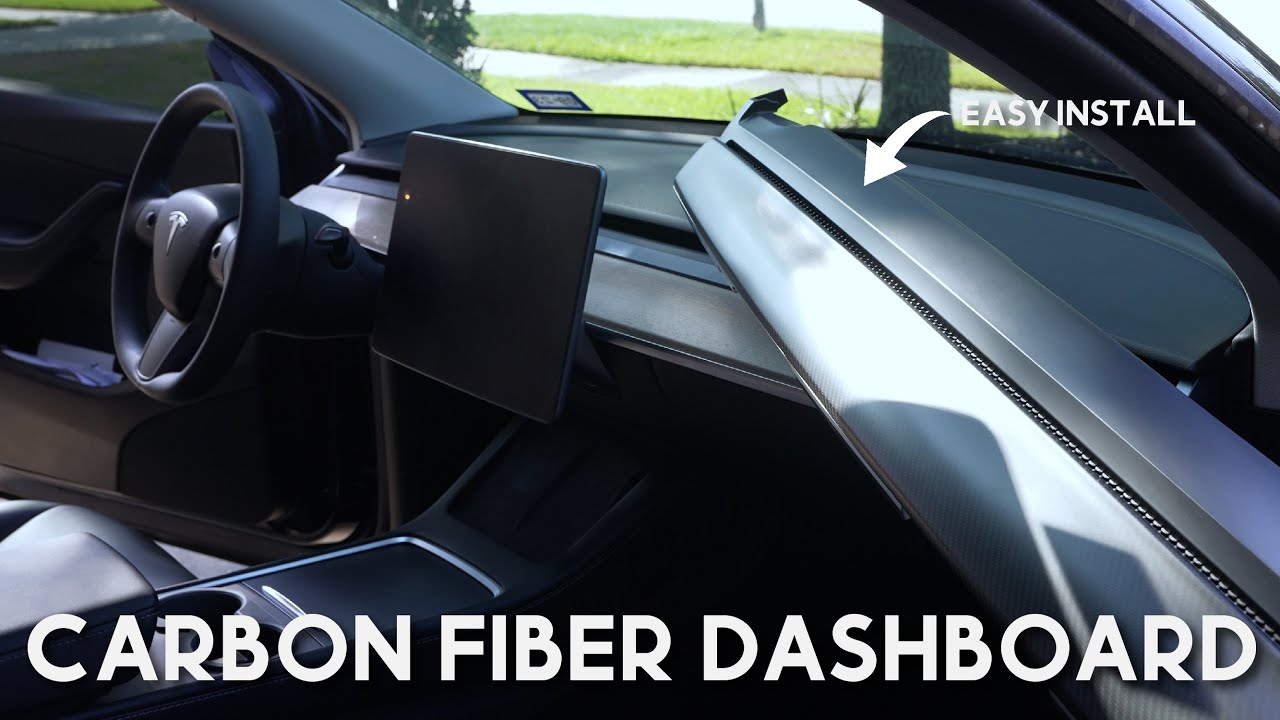 Tesla Model Y Carbon Fiber Dashboard Replacement Kit - YouTube